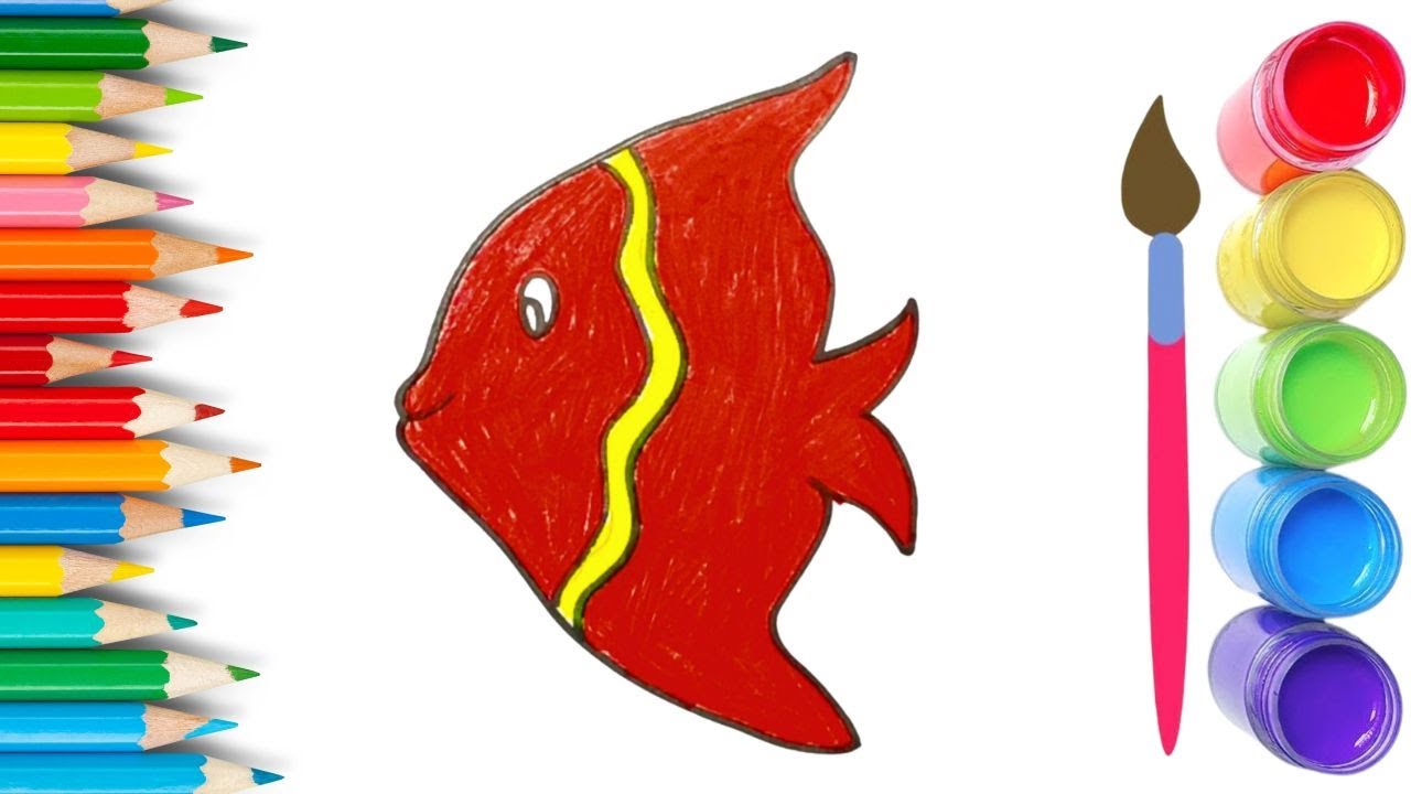 How To Draw cute Pomfret Drawing, Painting & Coloring For Kids and ...