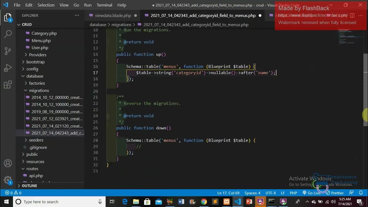 Adding Column To A Field in Database using Laravel - YouTube