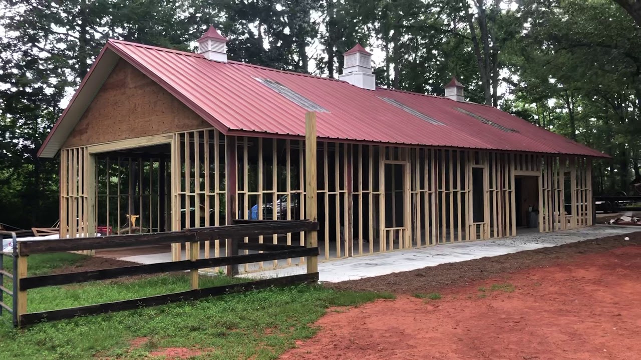 The framing is finished at the barn project! - YouTube