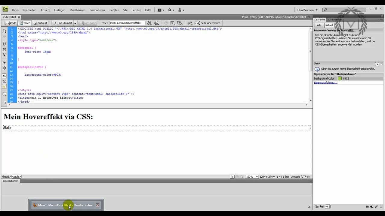 Coding: Hover/MouseOver Effekt - CSS [HD/German] - YouTube