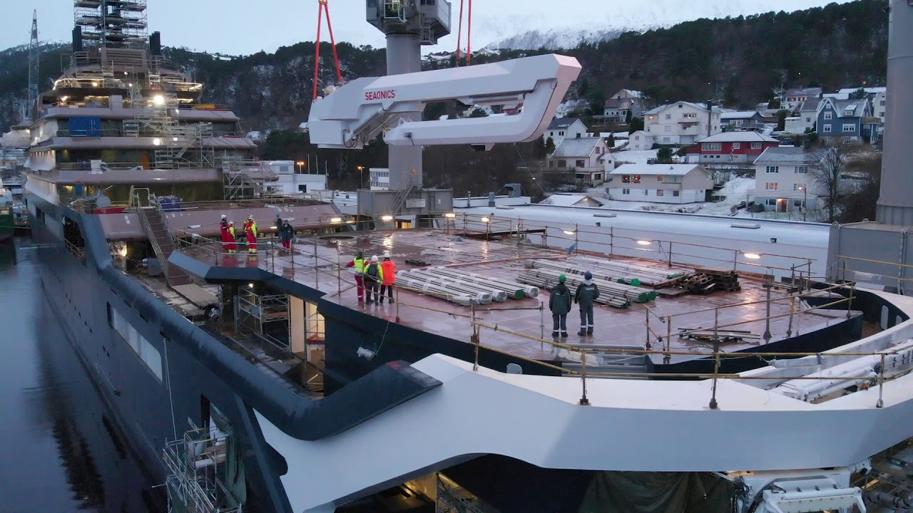Seaonics crane installation on REV Ocean - YouTube