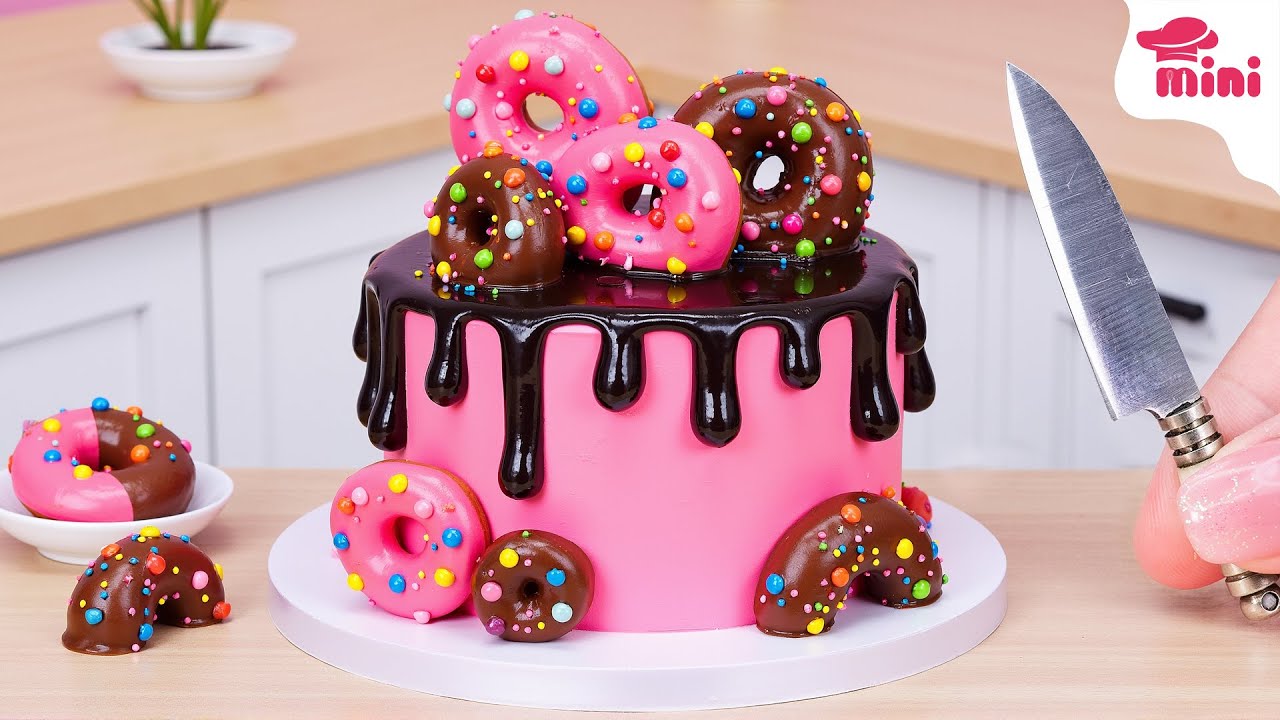 [💕Mini Cake 💕] Satisfying Mini Donut Cake Cutting: Chocolate & Sprinkle ...