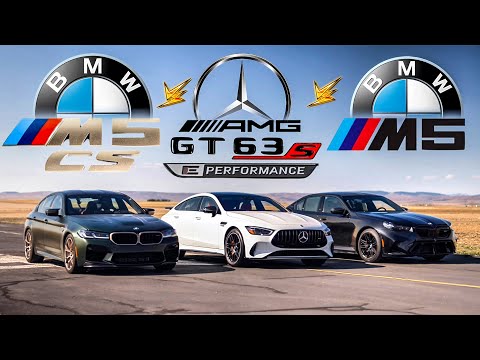 M5 CS vs AMG GT63s E-Performance vs M5 | Super Sedan Showdown @MercedesBenzDowntownCalgary