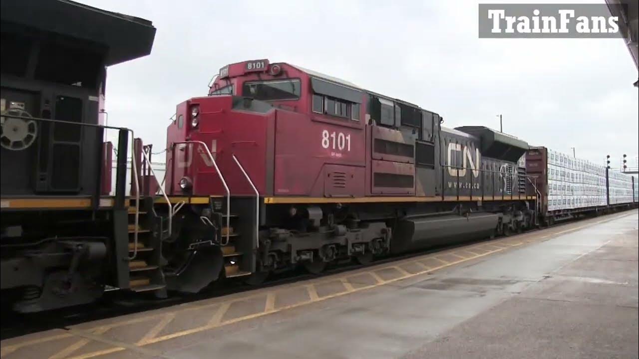 Manifest Train CN M302 With CN 3054 & CN 8101 Locomotives Sarnia Ontario - YouTube
