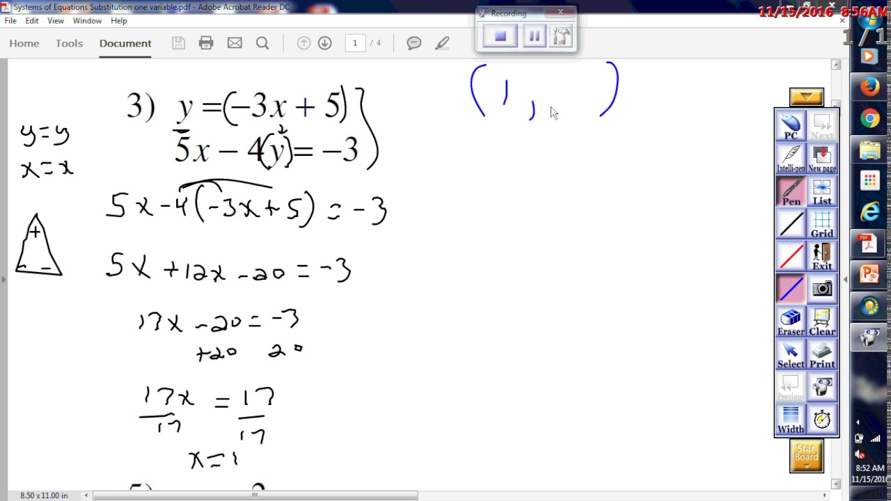 Systems of Equations Substitution Method One Isolated Variable - YouTube