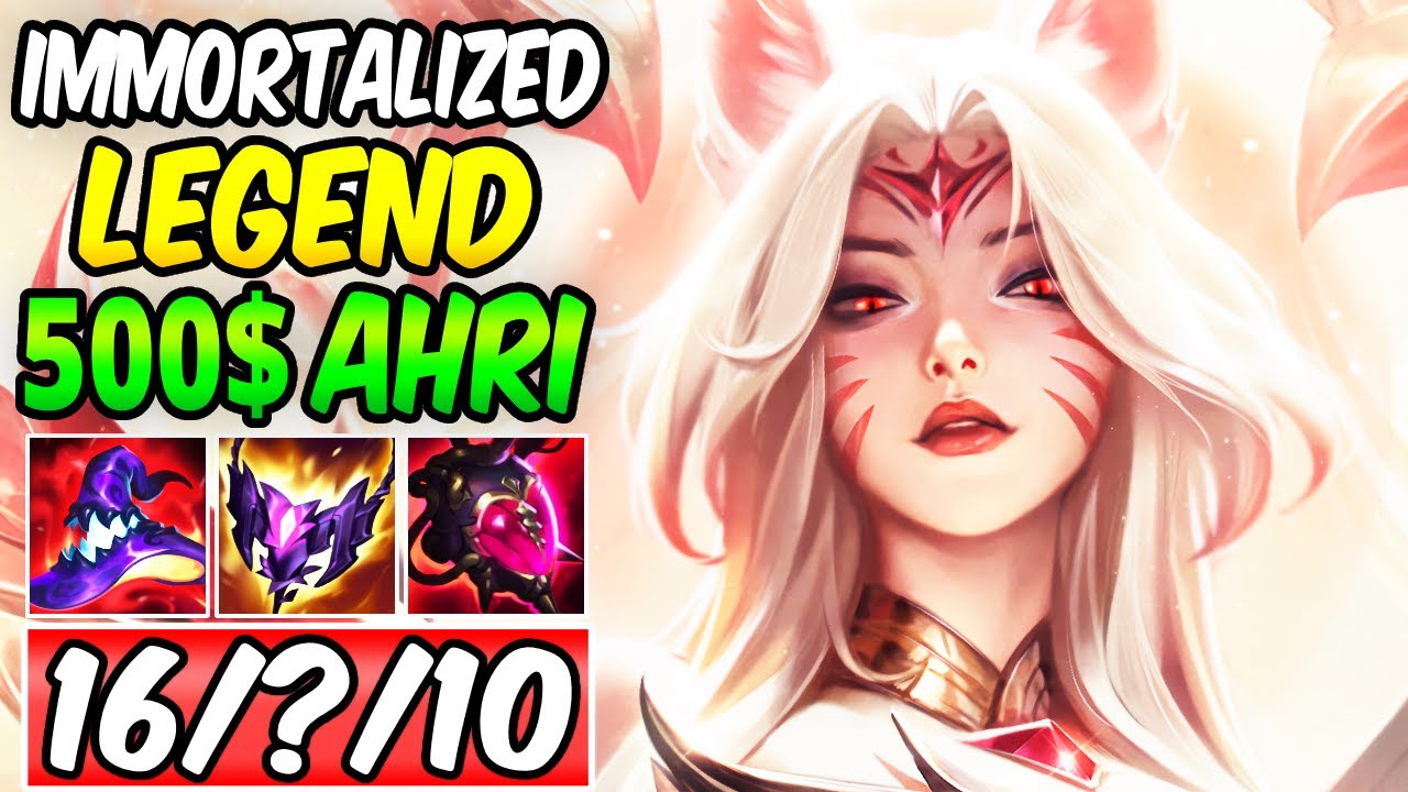 500 Ahri Skin Gameplay Immortalized Legend Ahri Mid Best Ap Build And Runes League Of