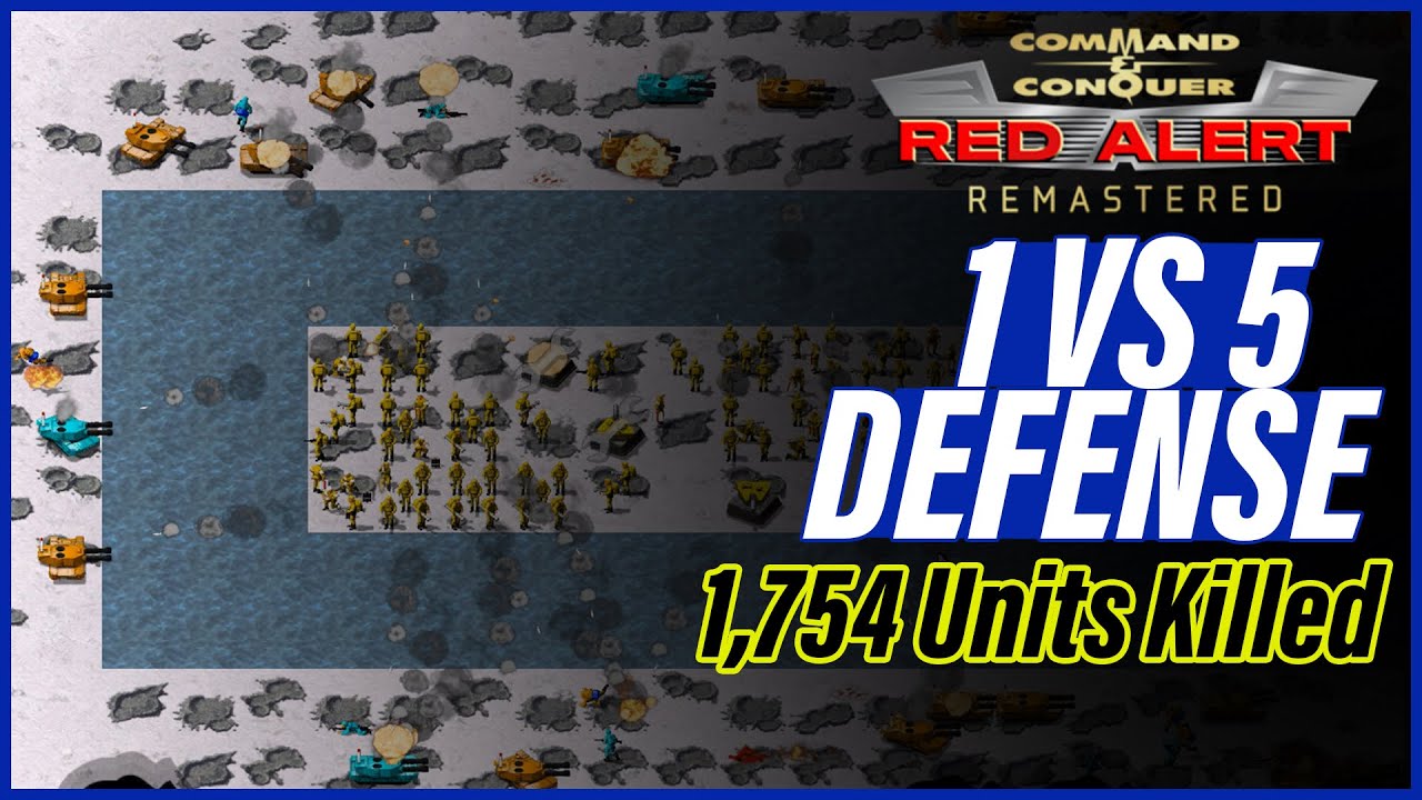 [REMASTERED] C&C RED ALERT | Defense Map | 5 vs 1 | 1,754 Units Killed ...