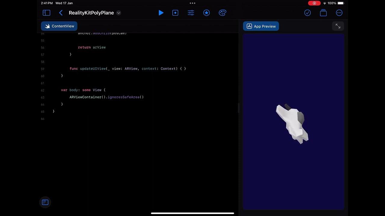 DGArt PolyPlane to Playgrounds RealityKit - YouTube