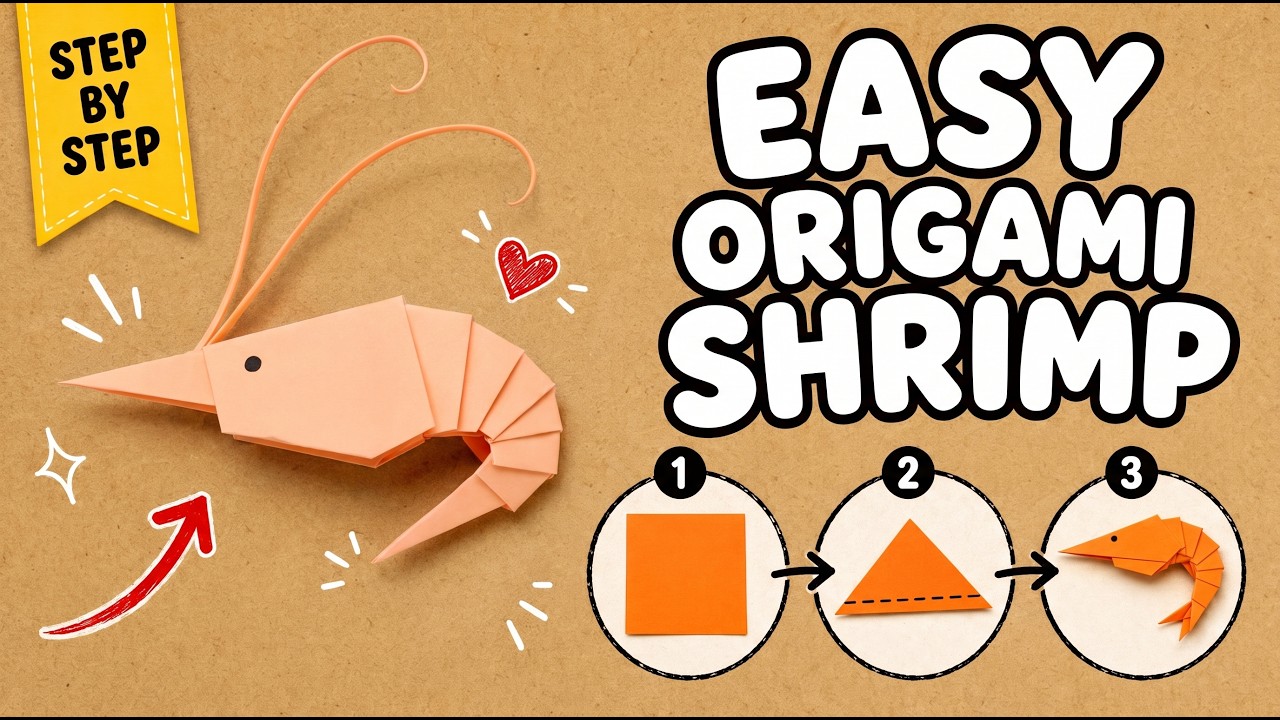Origami Shrimp 🦐 Easy Paper Crafts DIY Tutorial (No Glue!) - YouTube