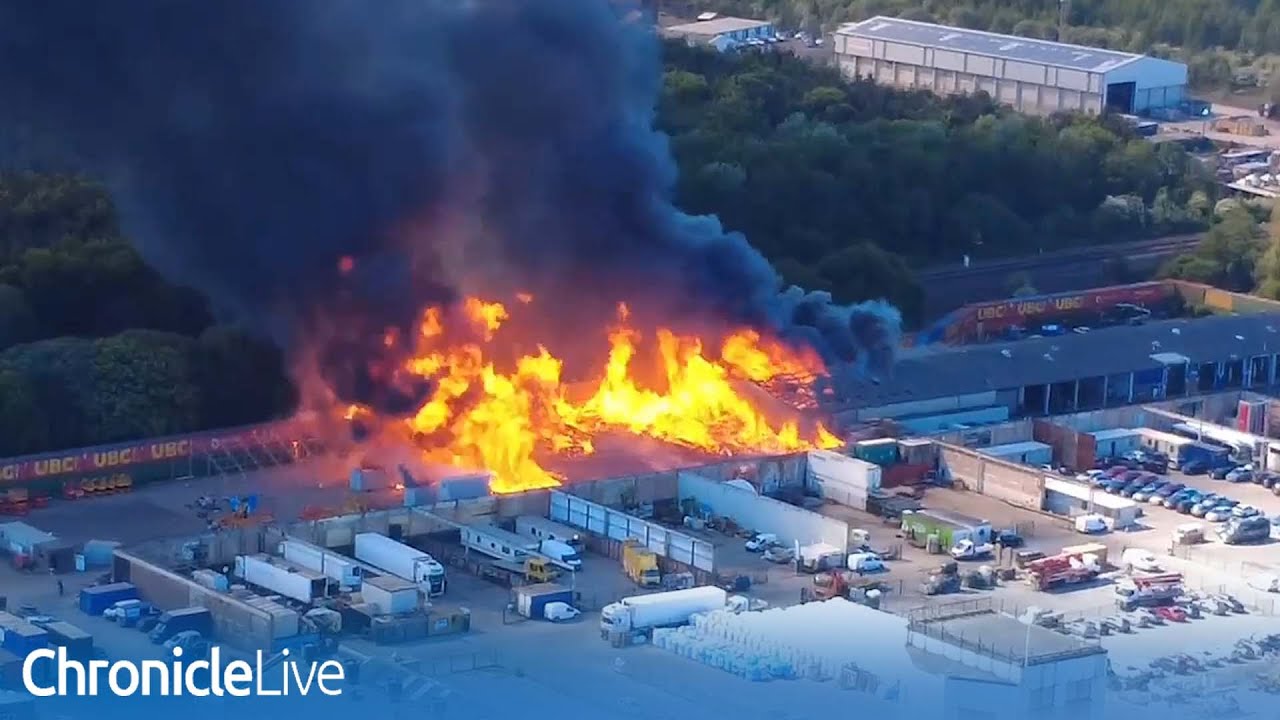 Massive Fire Erupts at Birtley Industrial Unit | Drone Footage of ...