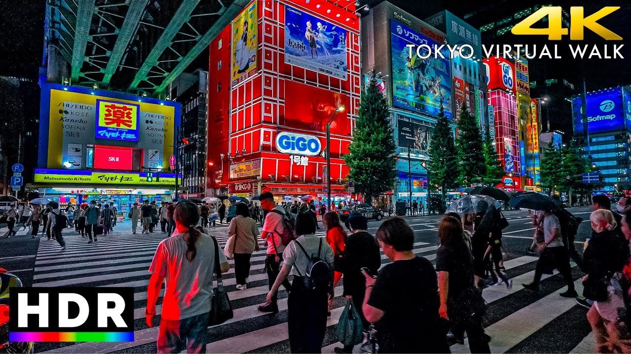 Tokyo Akihabara walk in the drizzling night rain • 4K HDR - YouTube