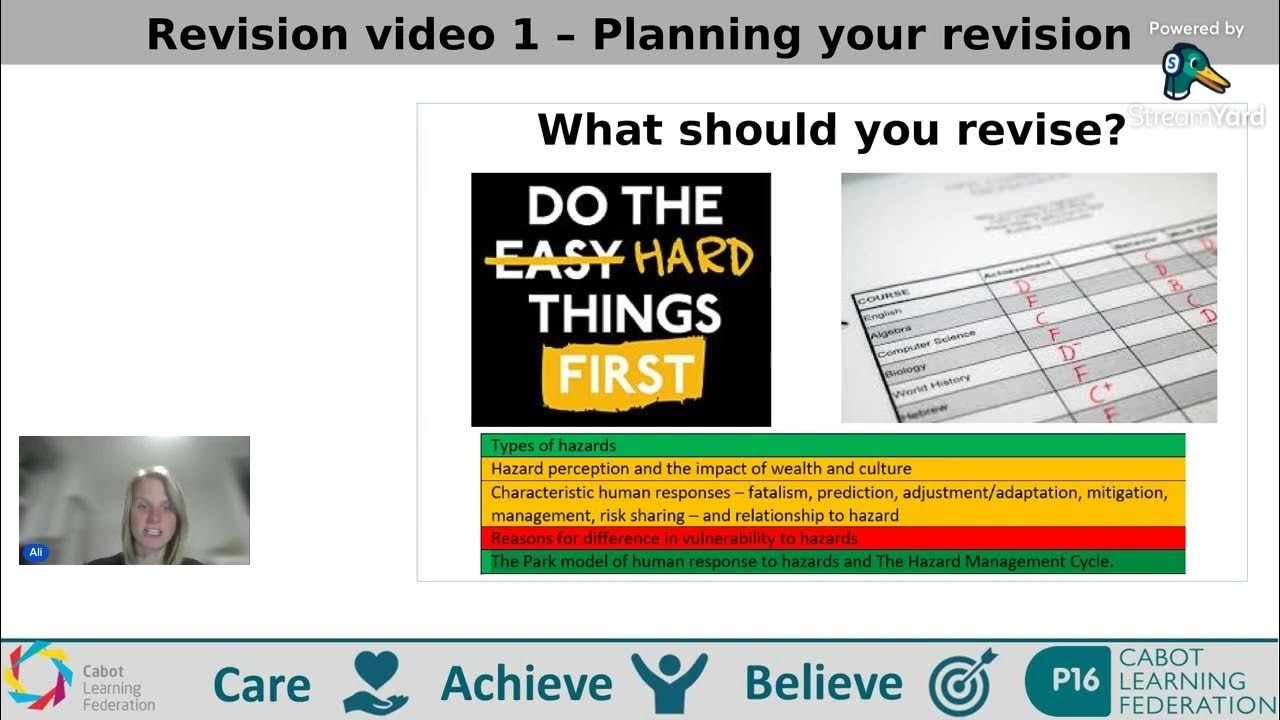 CLF Post 16 Revision 1 Planning your revision 1 - YouTube