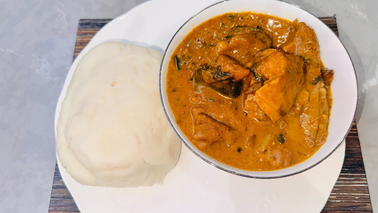 Ogbono with uzuza leaves - YouTube