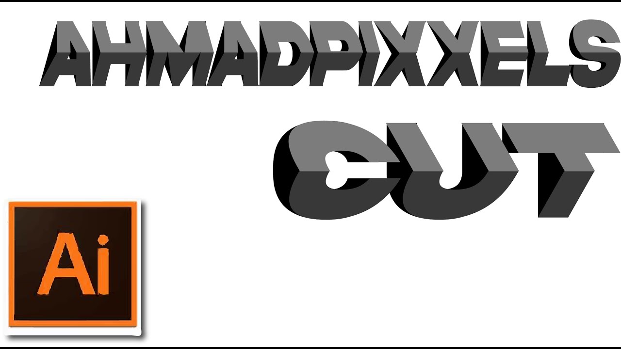 cut text effect | 3d text | illustrator tutorial - YouTube
