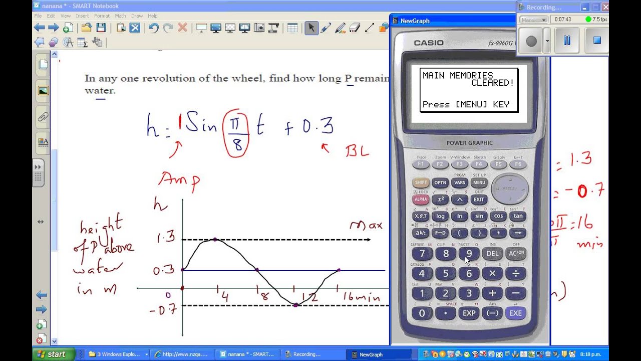 Graphing and solving a given real life trig problem on trig equation ...