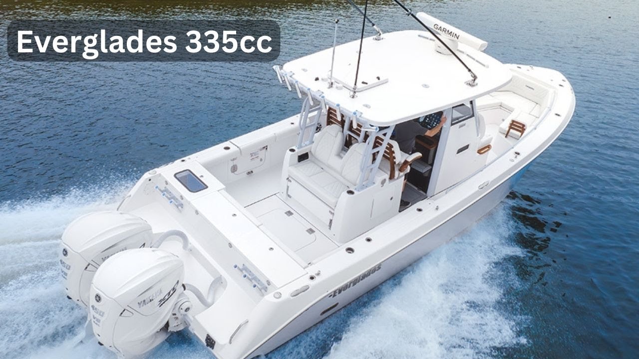 Everglades 335cc WALKTHROUGH at the 2024 Miami Boat show - YouTube