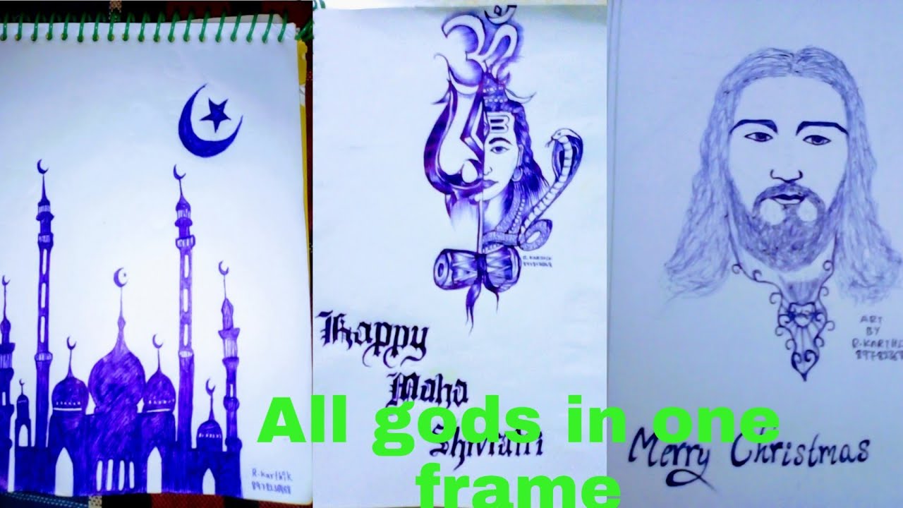 All gods in one frame pen drawings - YouTube