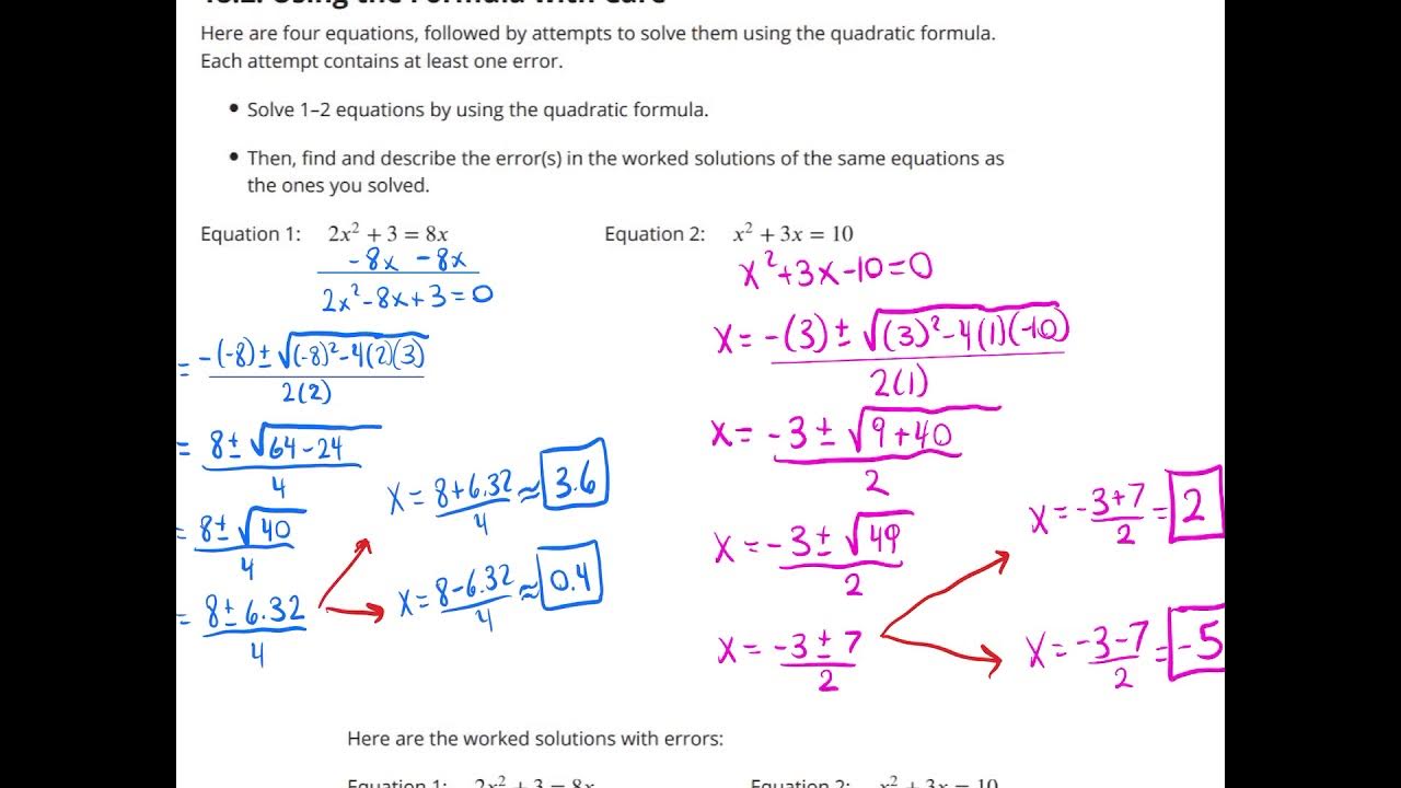 Algebra 1 Unit 7 Lesson 18.2 Explanation - YouTube
