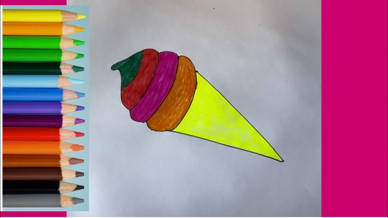 How to draw a cute ice cream cone// Easy and cute ice cream cone step ...