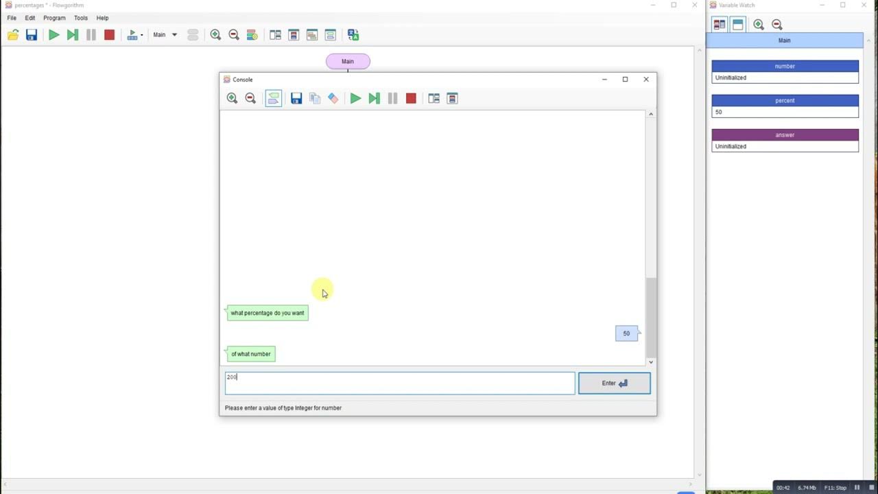 Flowgorithm - Simple Percentage - YouTube
