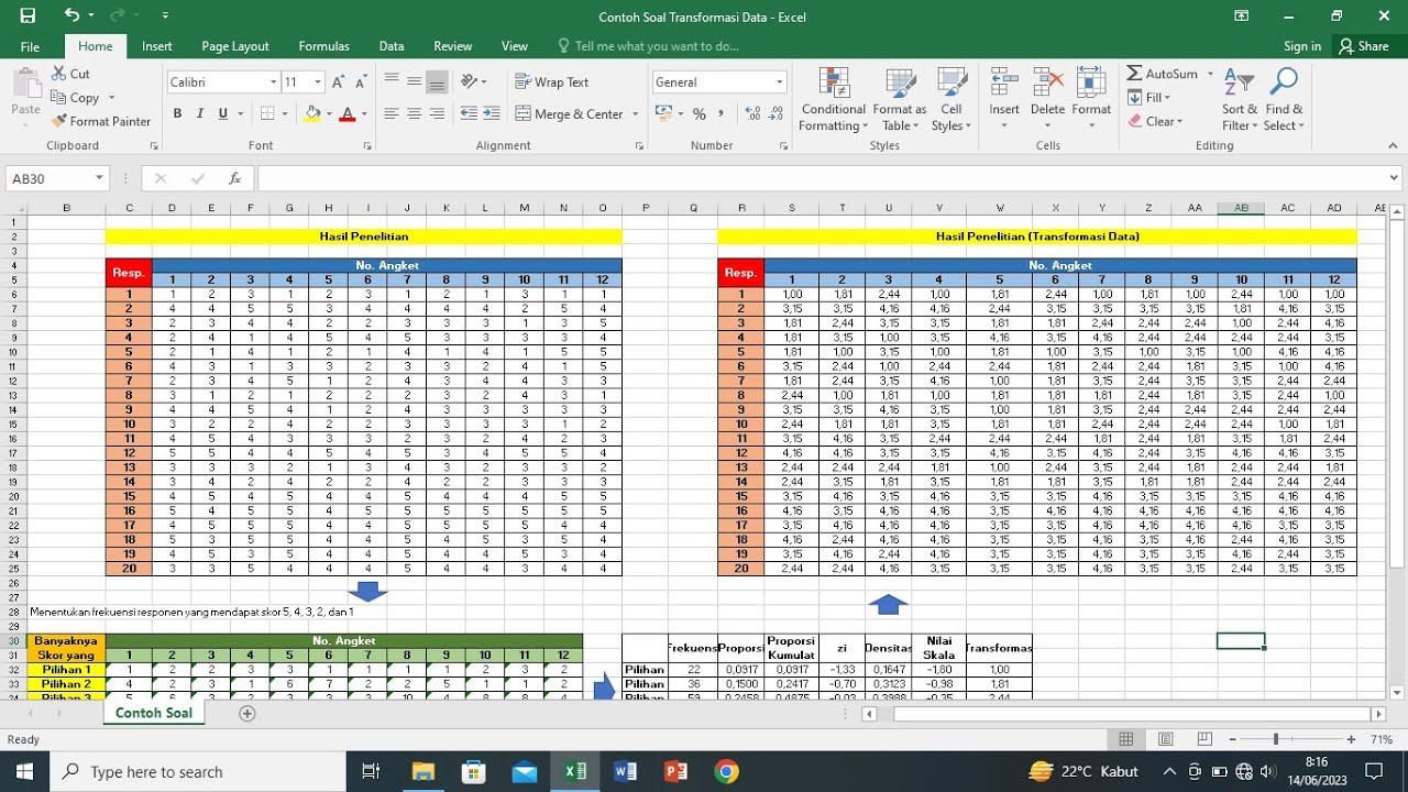 Transformasi Data Ordinal Menjadi Data Interval | Metode MSI (Method Of ...