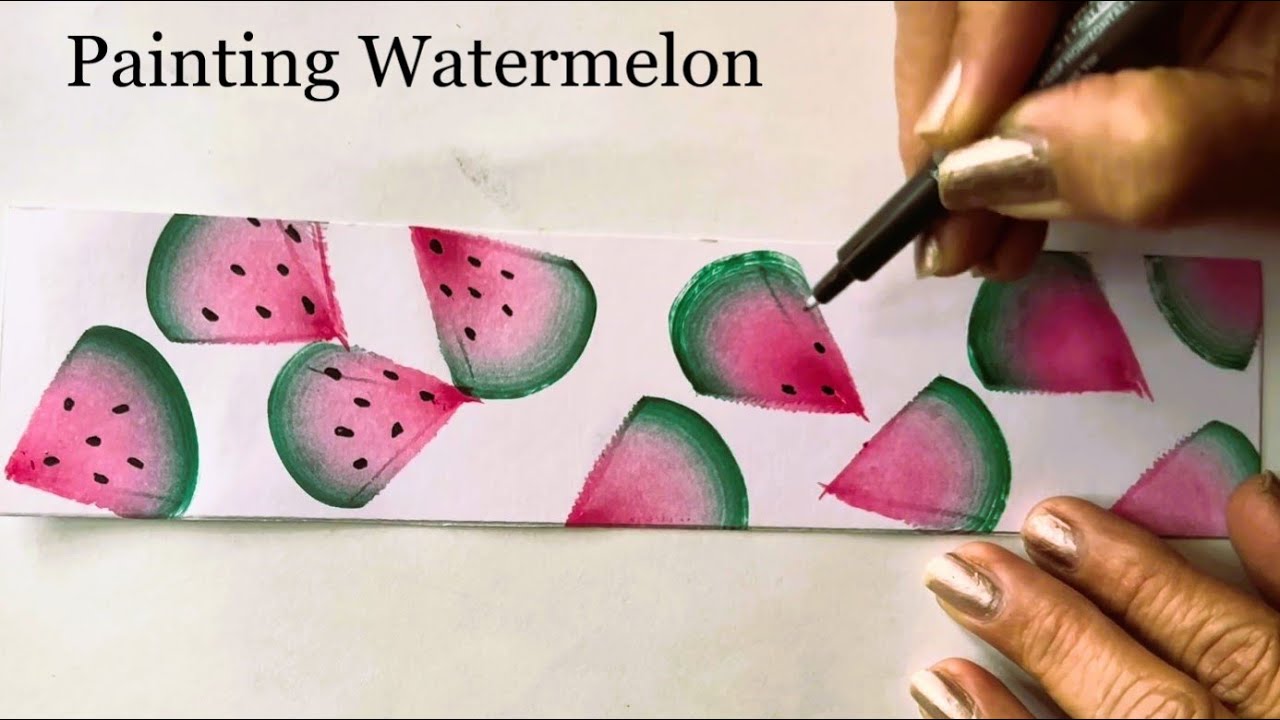 Simple Painting of Watermelon | Easy Acrylic Painting Tutorial for beginners | Step by Step ...
