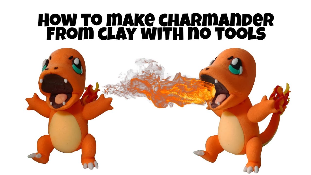 Charmander Pokemon Air Dry Polymer Clay Tutorial (no tools) - YouTube