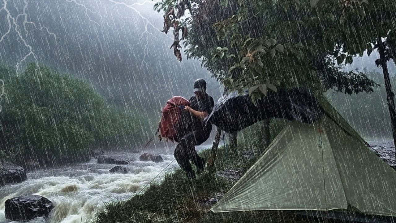 TRAPPED IN HEAVY RAIN ‼️CAMPING DURING IN HEAVY RAIN WITH THE CRAZIEST ...