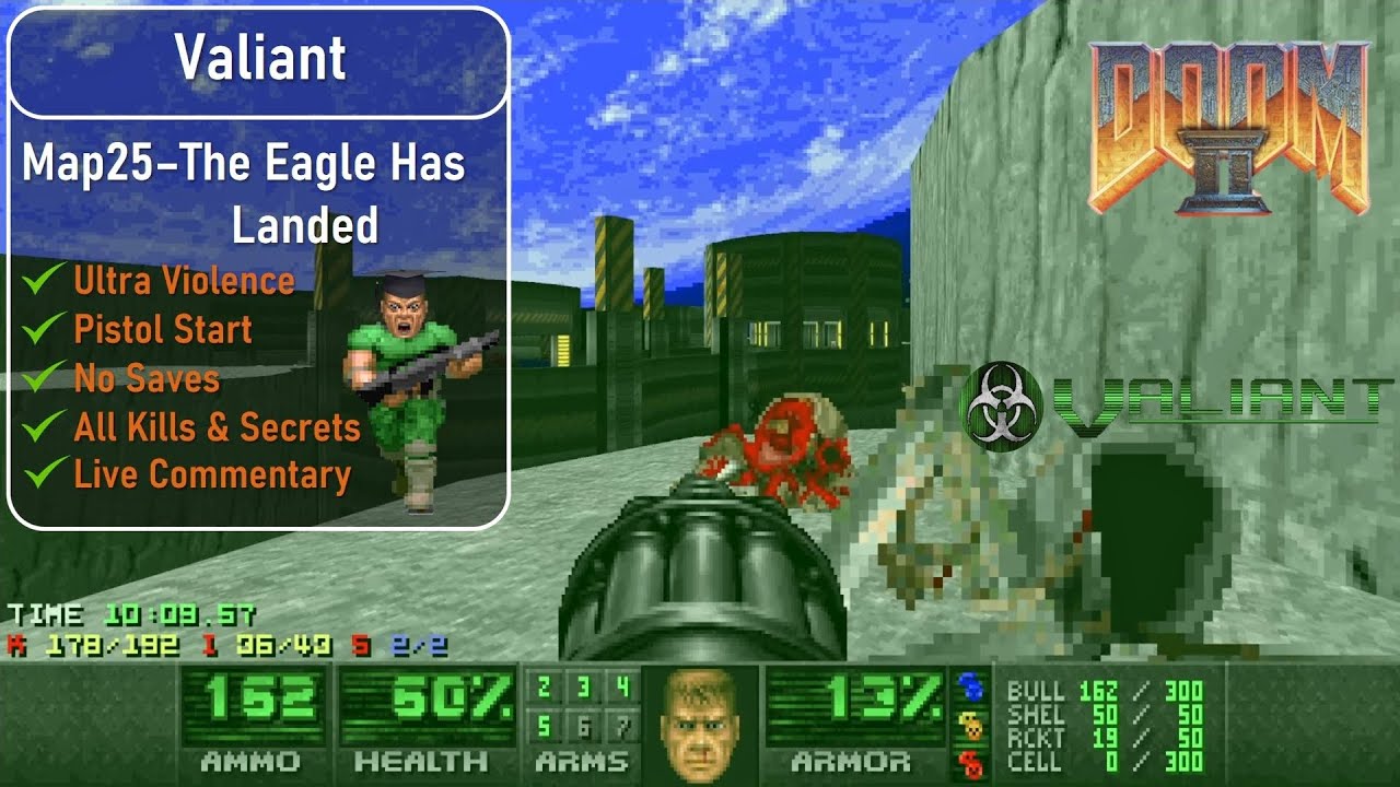 Valiant Map25 - The Eagle Has Landed [Doom 2, UV, Pistol, 100%] - YouTube