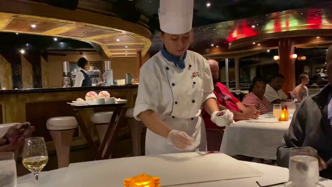 Carnival Conquest - The Point Steakhouse - Art at the Table - YouTube