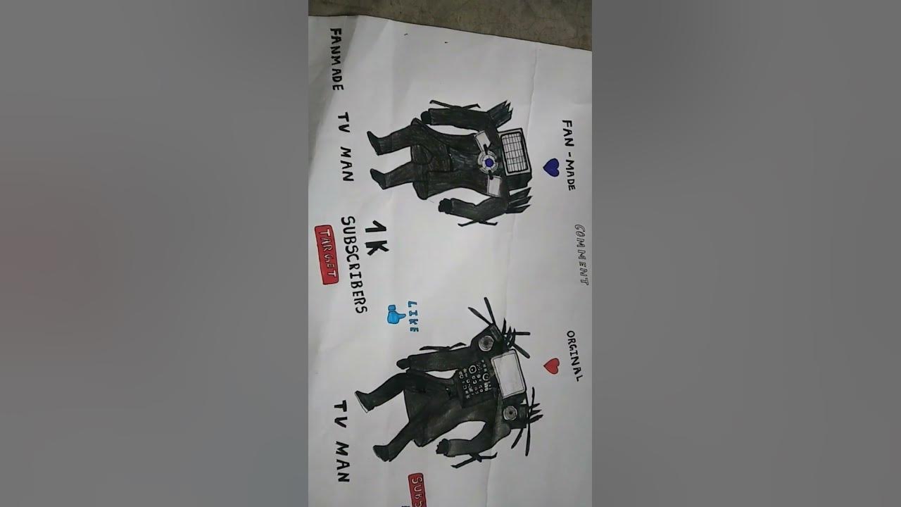 Drawing Of Original Upgrade Titan Tv Man And Fan Made Upgrade Tv Man Titantv Art Drawing