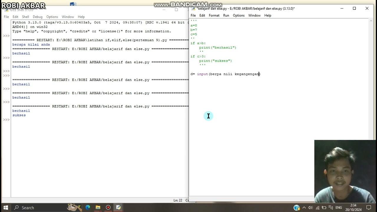 Phyton dasar if dan else - YouTube