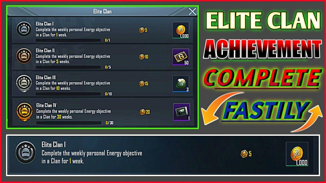 how to complete [ELITE CLAN] achievement in pubg mobile, EasyWay To ...
