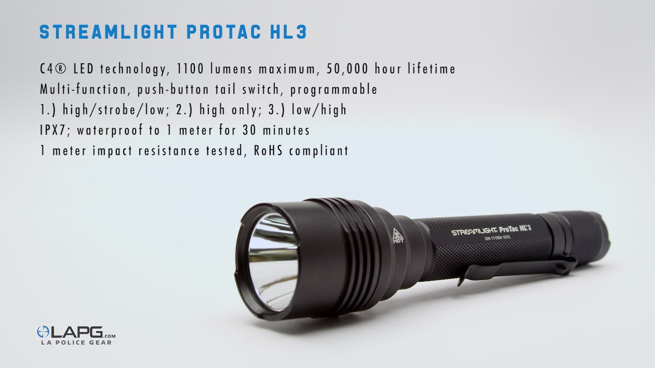 LA Police Gear - Streamlight ProTac HL3 1,100 Lumen Tactical Flashlight ...