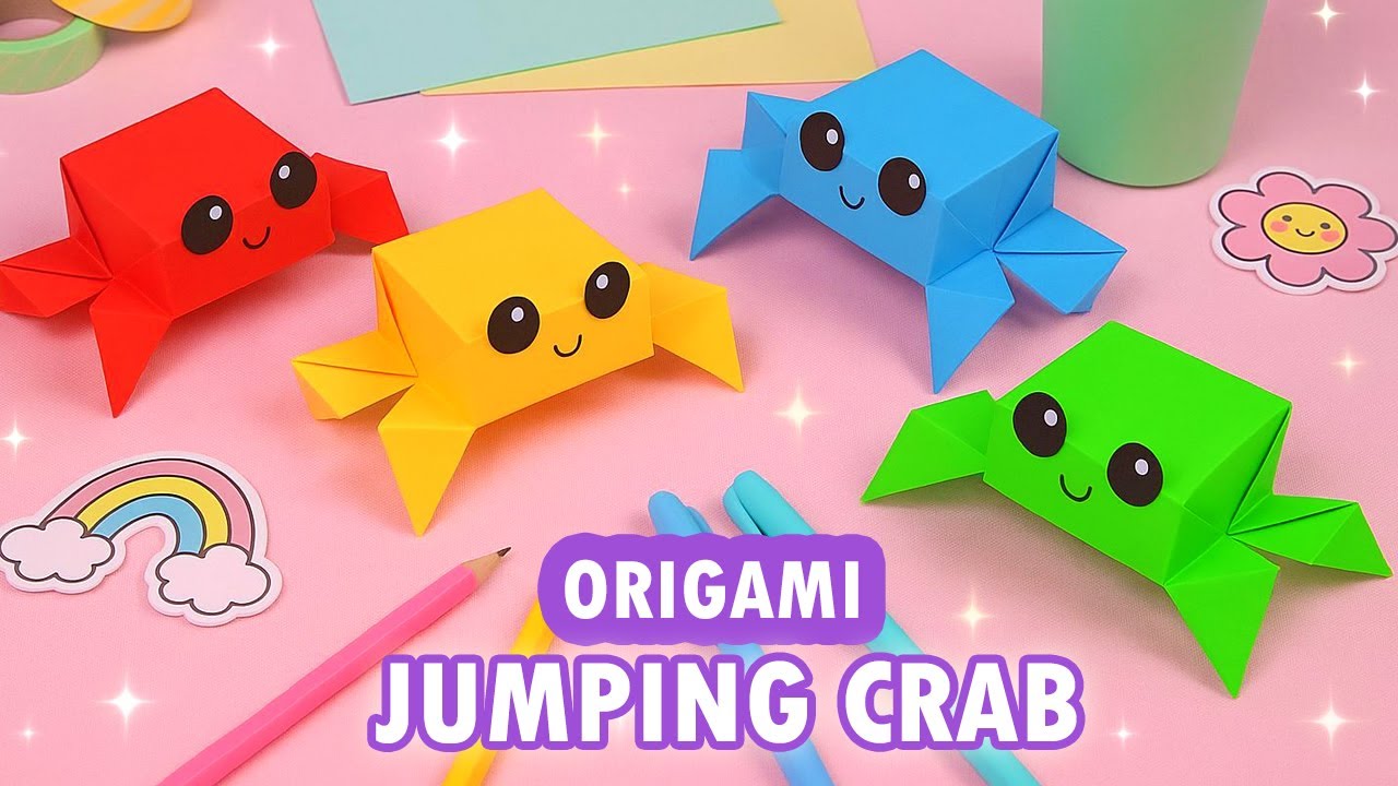 DIY Origami Jumping crab How to make a paper crab - YouTube