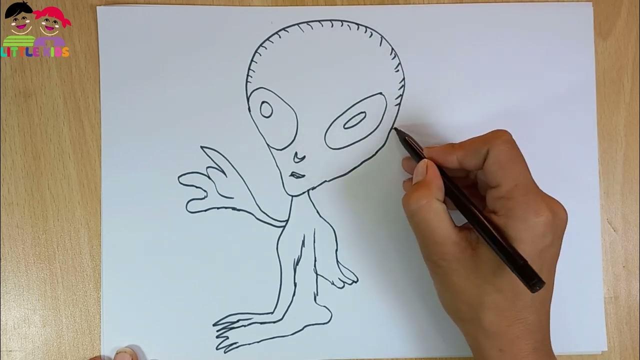 How To Draw Funny Cartoon Alien | Step by step Alien drawing for kids ...