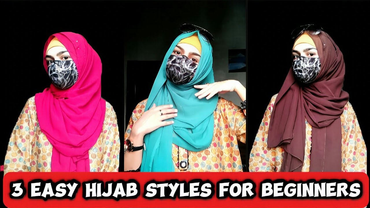 3 Easy Hijab Styles For Beginners | Simple Hijab Styles - YouTube