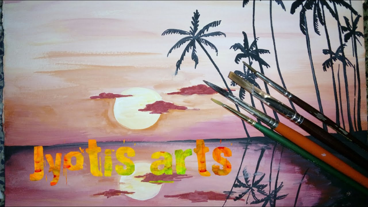 landscape with poster colour - YouTube