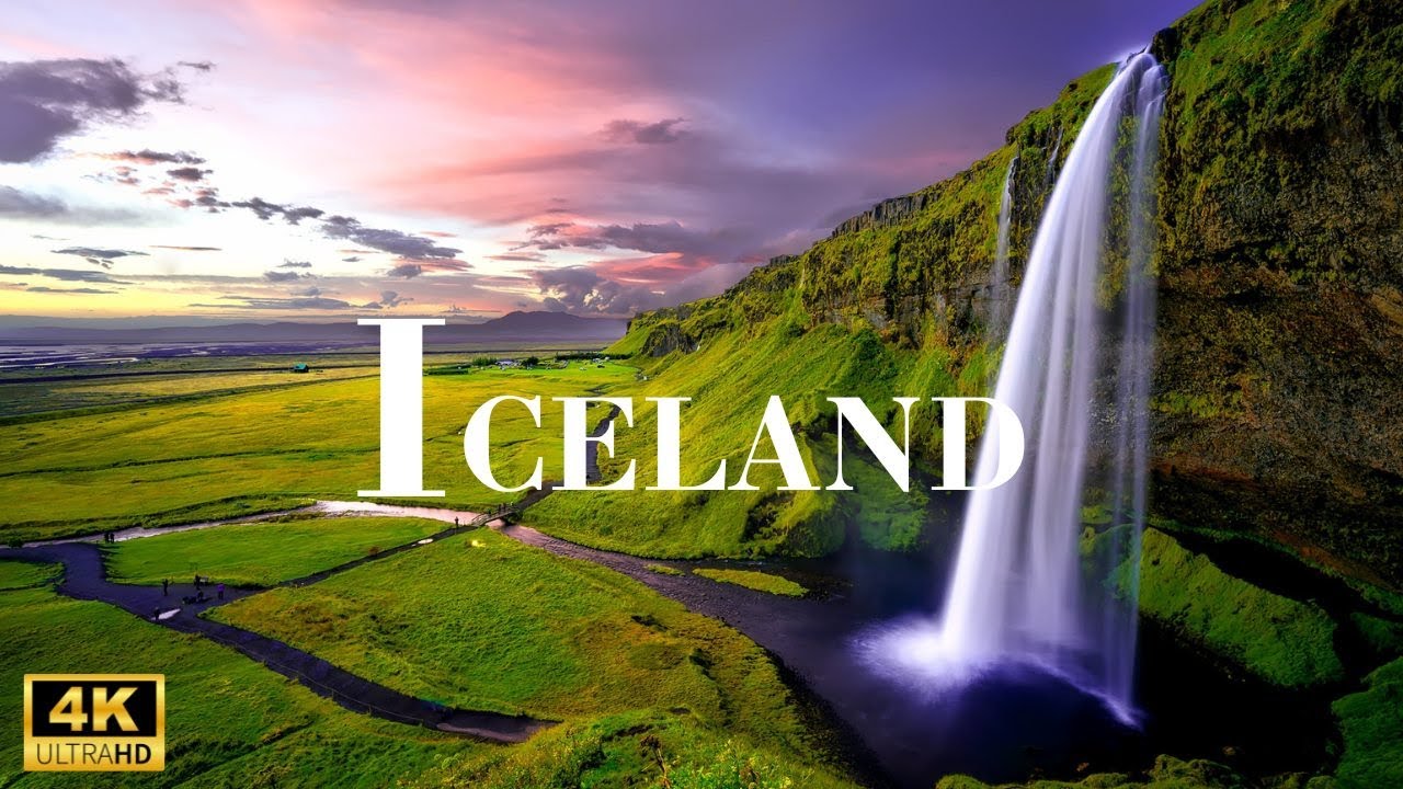 FLYING OVER ICELAND ( 4K UHD ) - Relaxing Music Along With Beautiful ...
