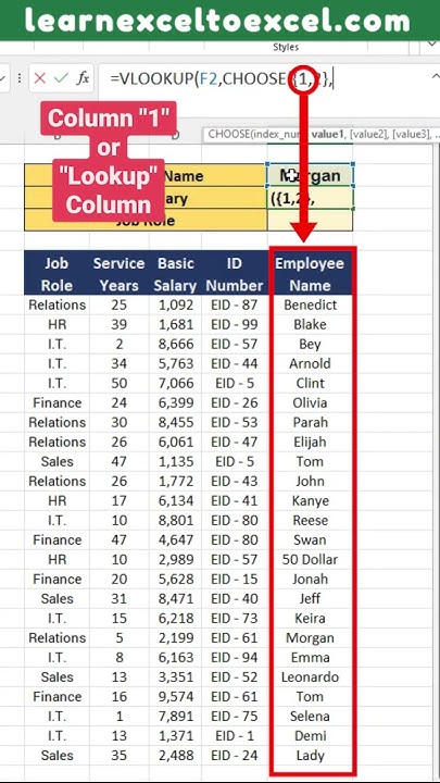 Left Lookup in Excel with VLOOKUP Function - How to VLOOKUP to the Left with CHOOSE - YouTube