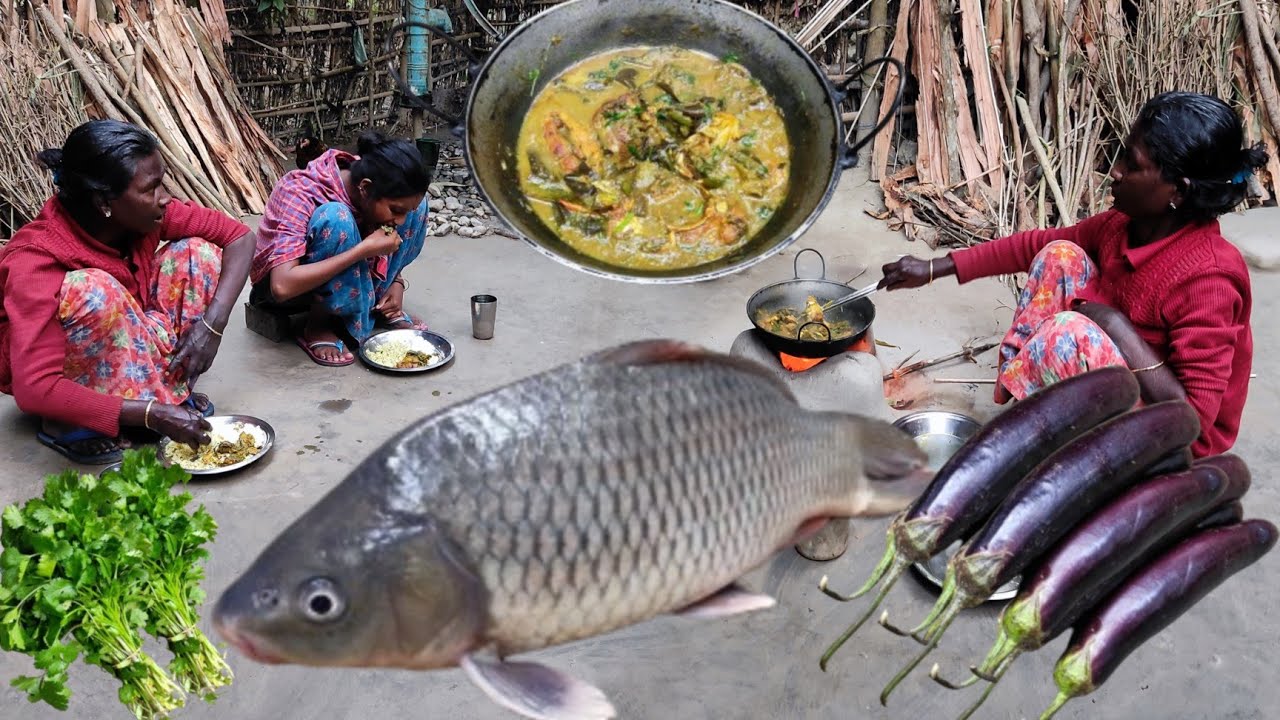 How to cook AMERICAN RUI FISH recipe with BRINJAL by SANTALI TRIBE ...