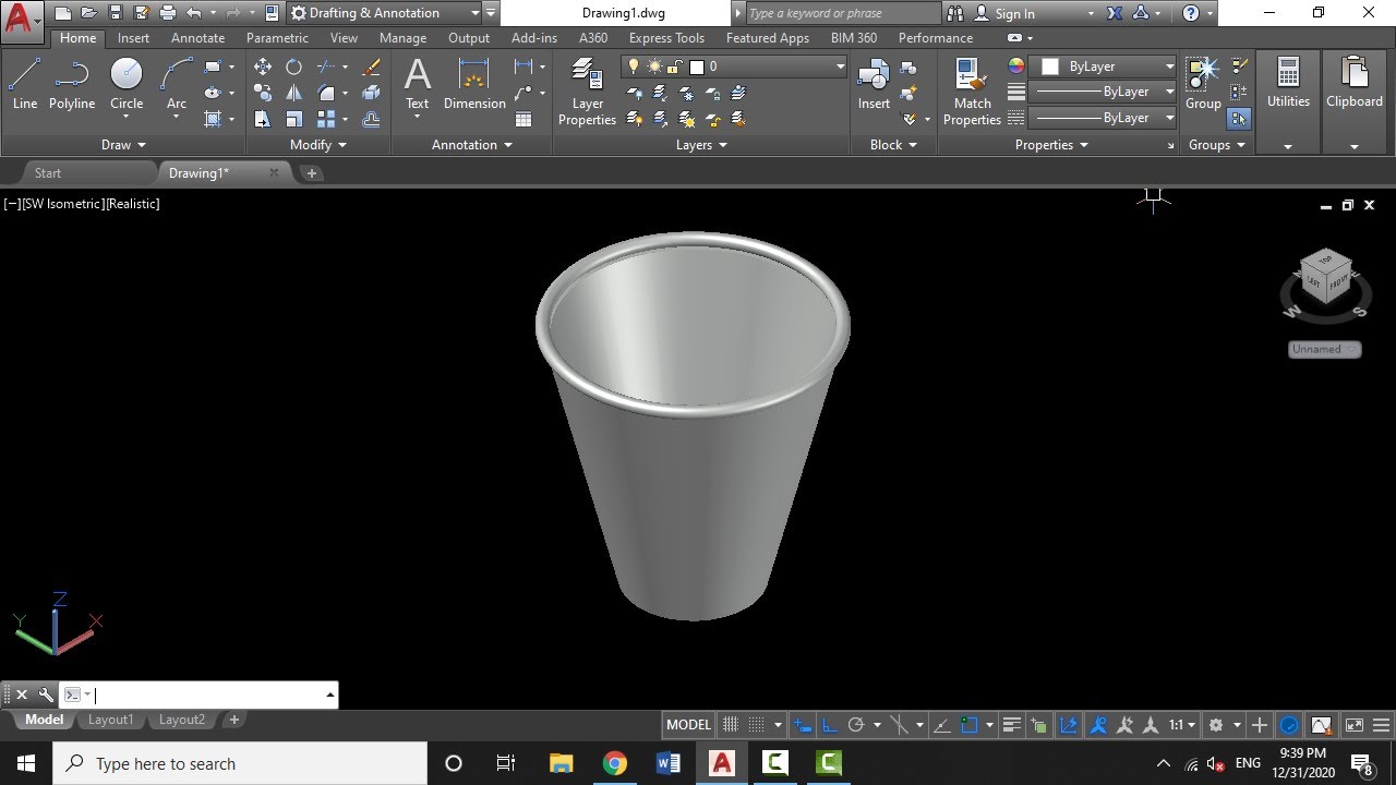 HOW TO MAKE 3D CUP IN AUTOCAD | AUTOCAD PROJECTS - YouTube