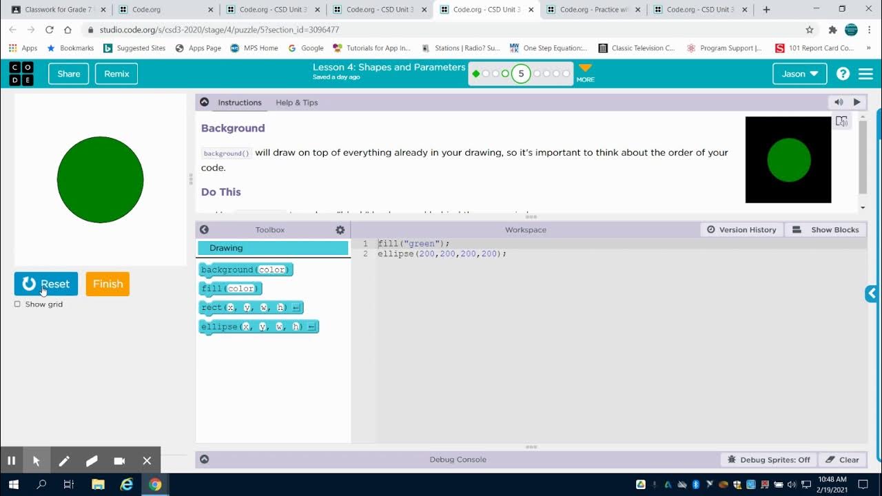 Code.org Lesson 4 Shapes & Parameters - YouTube