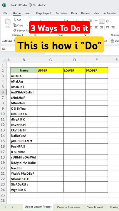 Upper Lower and Proper Function #excel #excelformula #exceltips #exceltutorial #unabridged-excel ...