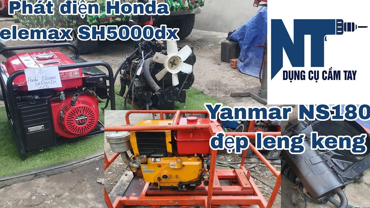 Yanmar 3T68 , NS180 nổ từ tiếng , phát điện Honda Elemax SH5000dx | Mới ...