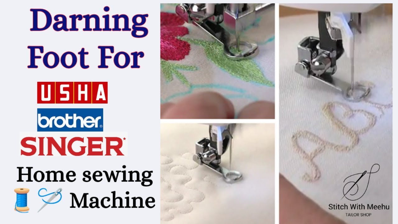 How To use Darning Foot Usha, Brother ,Singer machine/Free hand ...