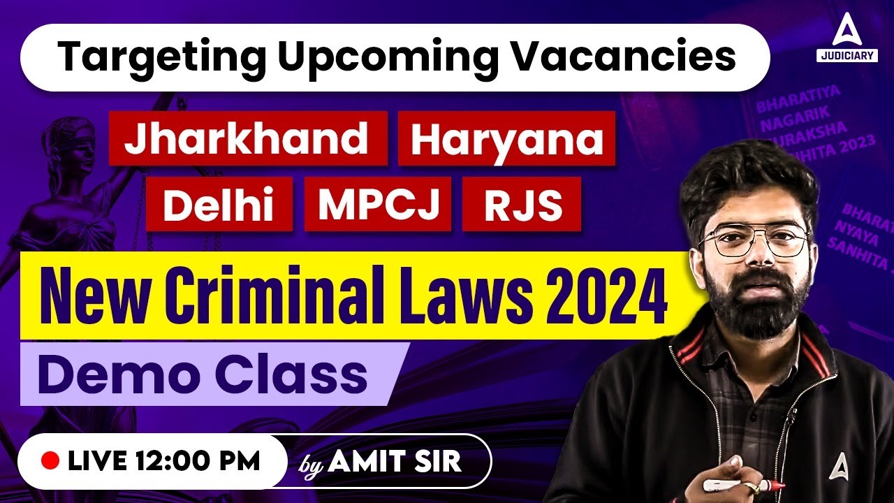 New Criminal Laws 2023 | Demo Class | BNSS, BNS, BSA | By Amit Sir | Adda247 Judiciary - YouTube