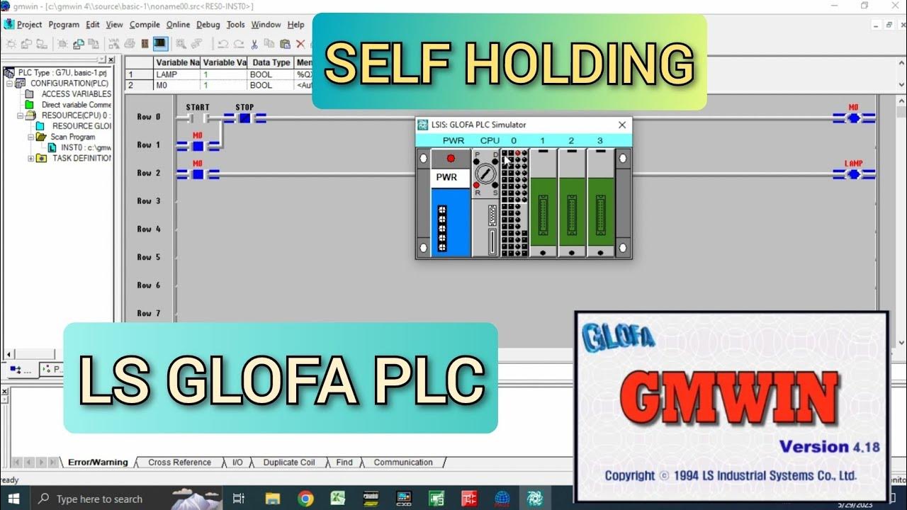 GMWIN : Basic self holding LS Glofa PLC With Simulation | introduction LS Glofa PLC - YouTube