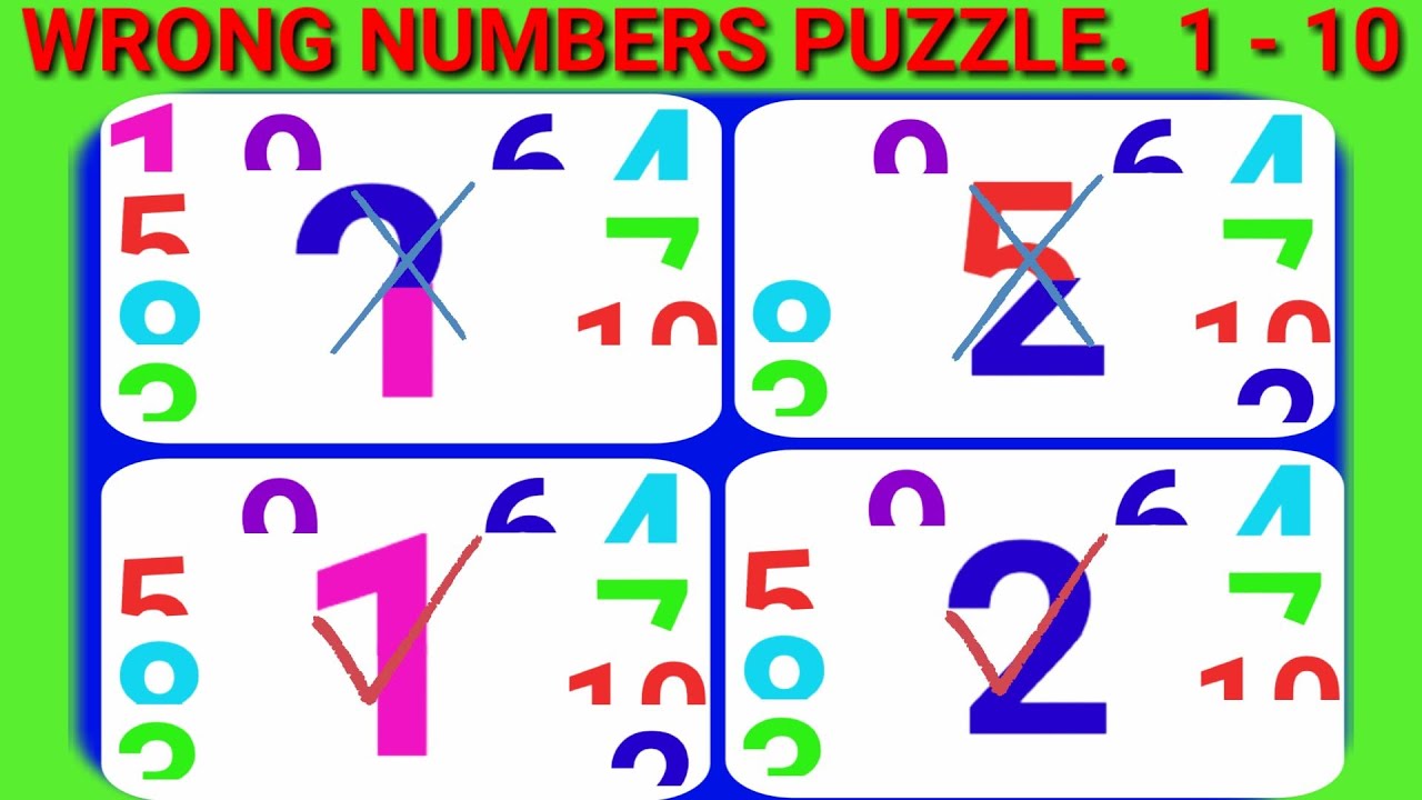 Wrong number puzzle 1 to 10 | Wrong head number | count number 1-10 ...