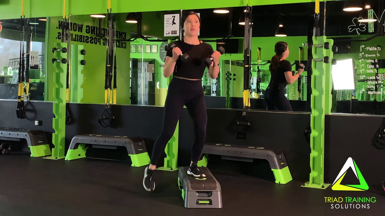 Dumbbell Step-up Bicep Curls - YouTube